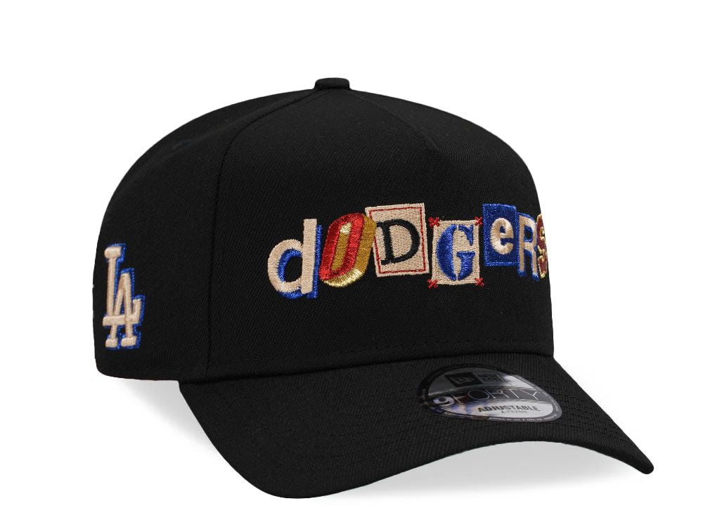 New Era Los Angeles Dodgers Lettering Black 9Forty A Frame Snapback Ha ...